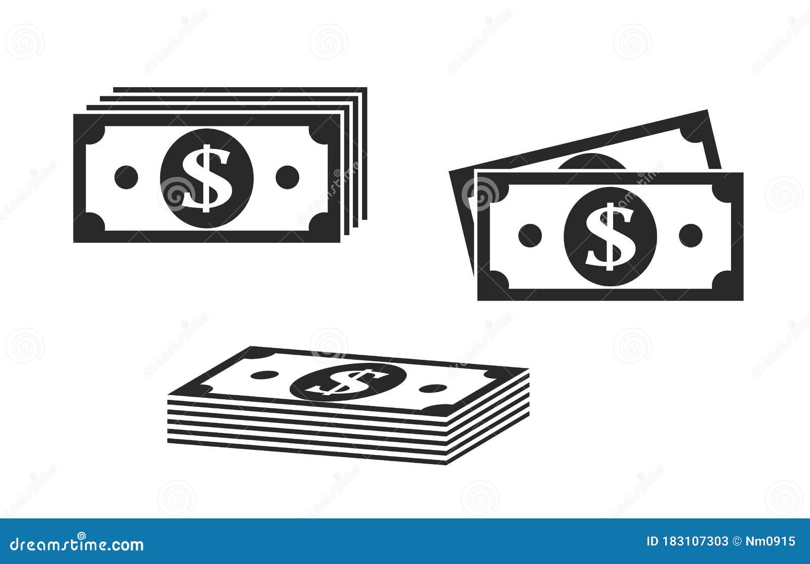 Dollar Stack Icon Set. Cash and Money Symbol Stock Vector ...