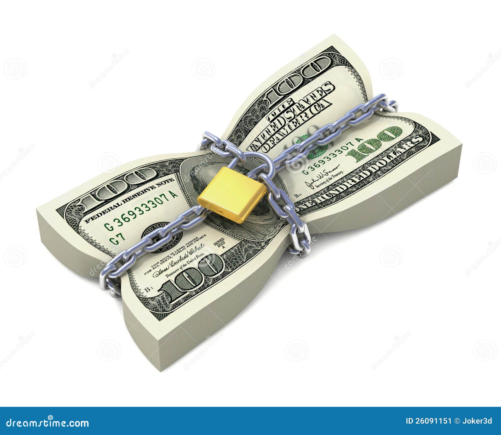 Dollar Stack Tied By Chains Stock Image | CartoonDealer.com #26091151
