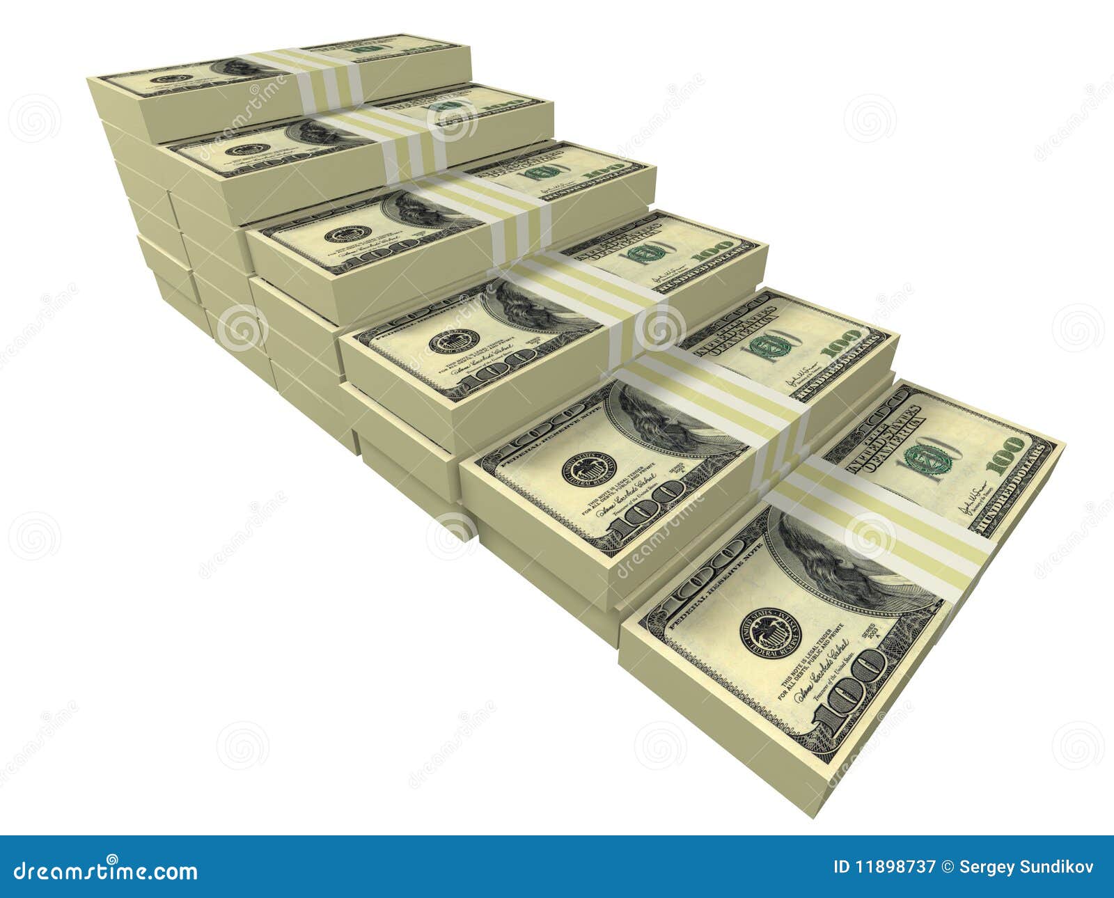 Dollar Stacks Arranged As a Stairway Isolated Stock Illustration ...