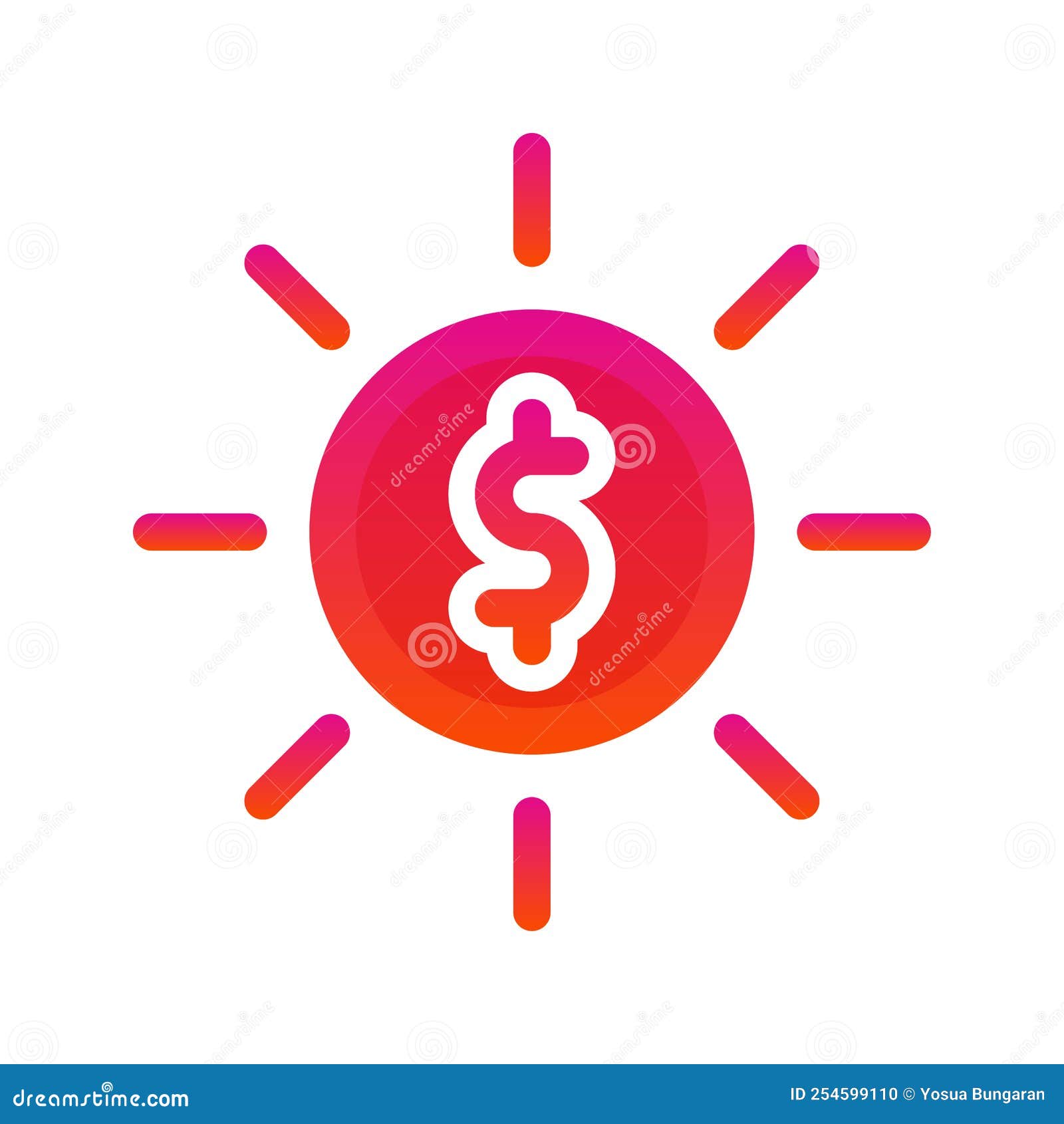 Dollar Sun Logo Gradient Design Template Icon Element Stock Vector ...
