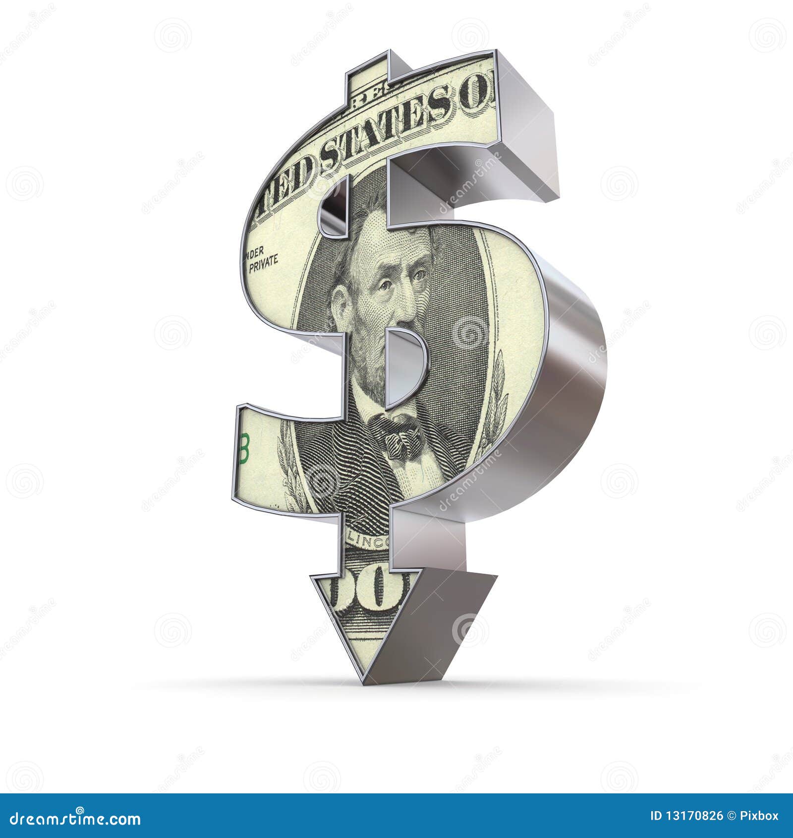 Dollar Symbol Arrow Down stock illustration. Illustration of crash ...