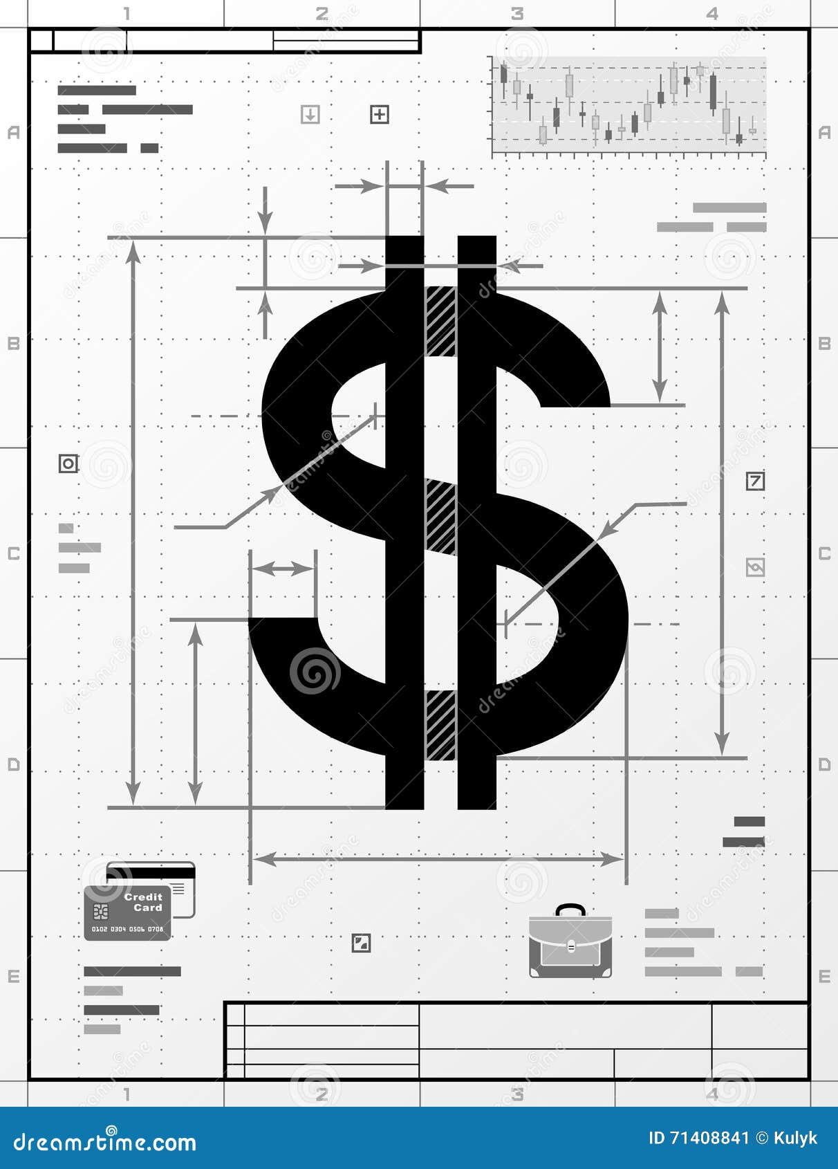Dollar Symbol As Technical Drawing Stock Vector - Illustration of cash ...