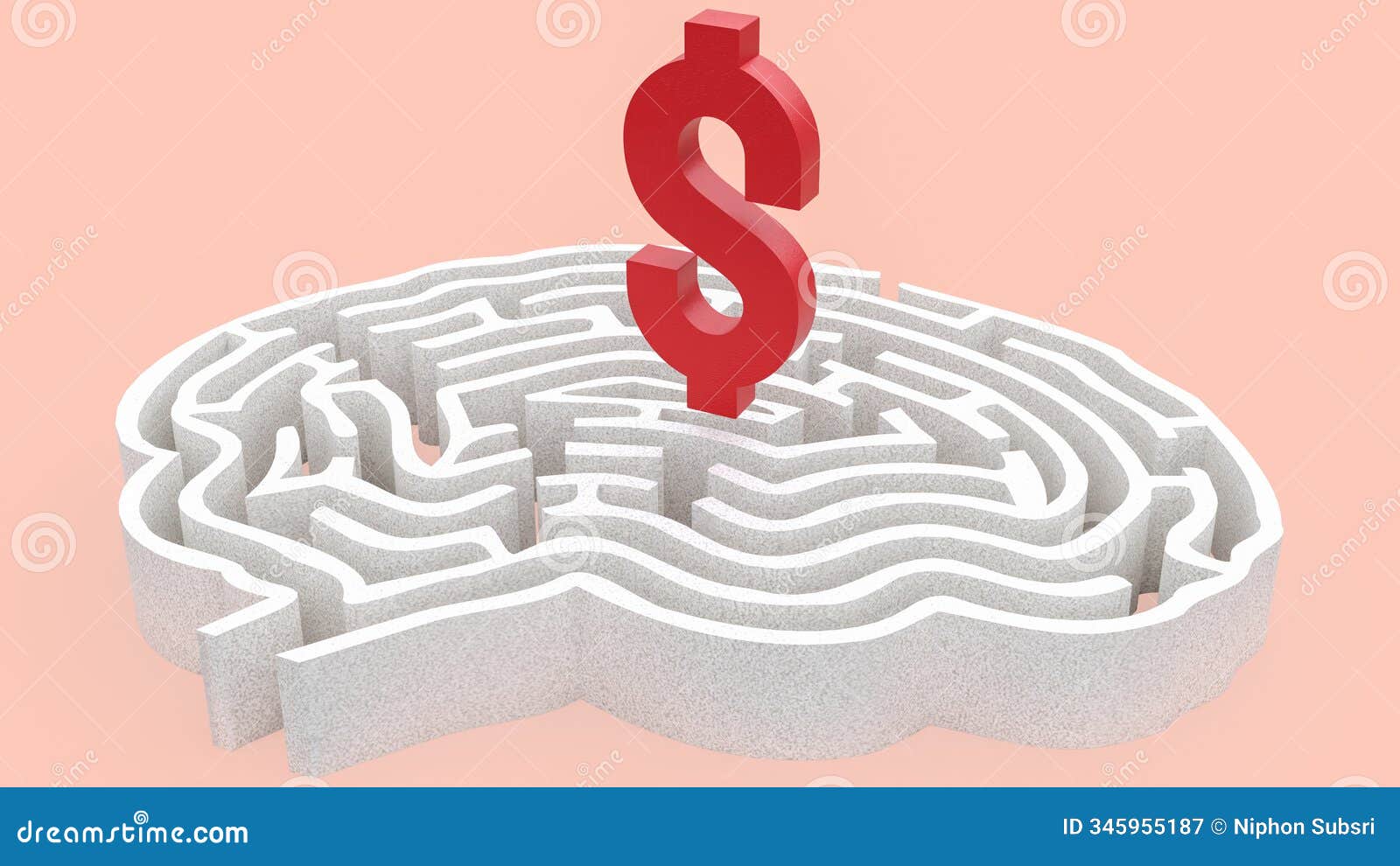 The Dollar Symbol on Brain Maze for Business Concept 3d Rendering Stock ...
