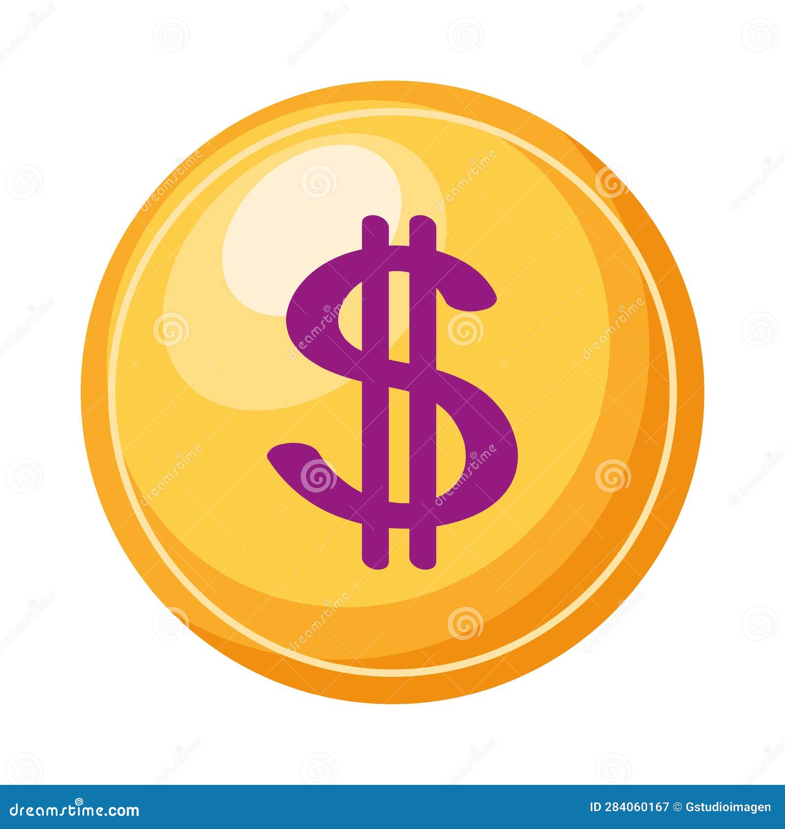 Dollar symbol in button stock vector. Illustration of profit - 284060167
