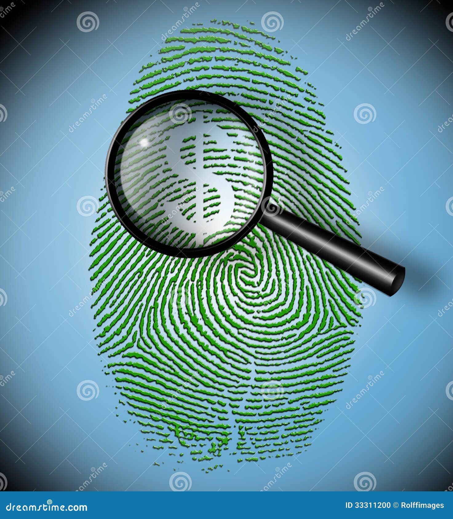 Dollar Symbol in Fingerprint Inspection Stock Illustration ...