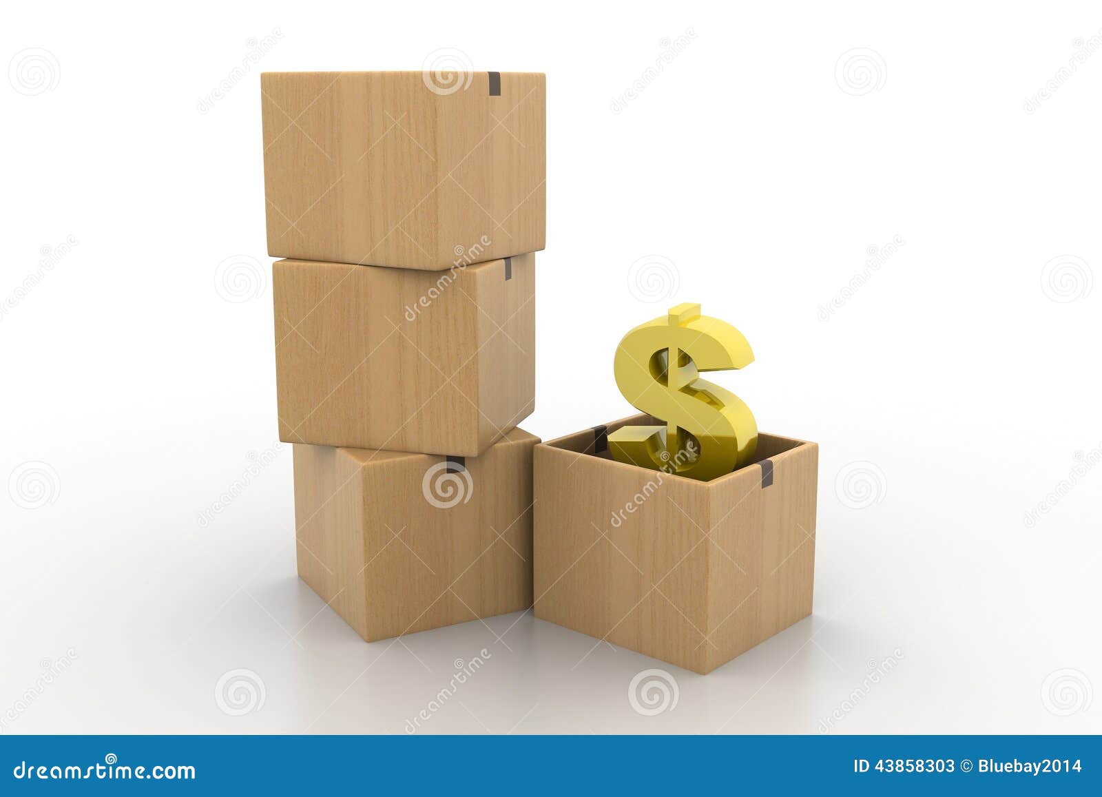 Dollar Symbol Inside of an Opened Carton Box Stock Illustration ...