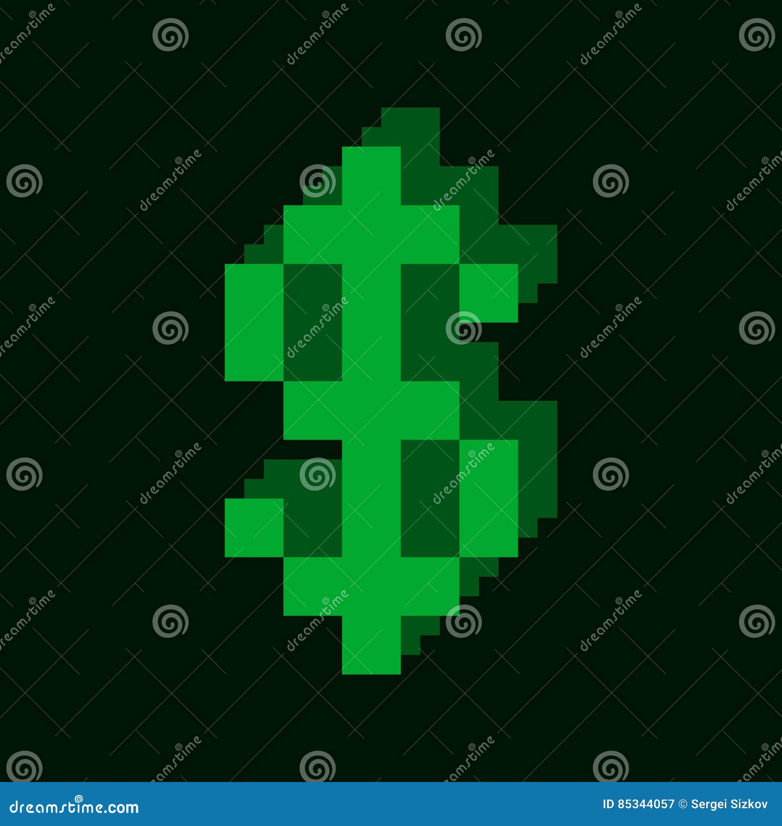 Dollar Symbol Pixel Style Design Icon. Vector Stock Vector ...