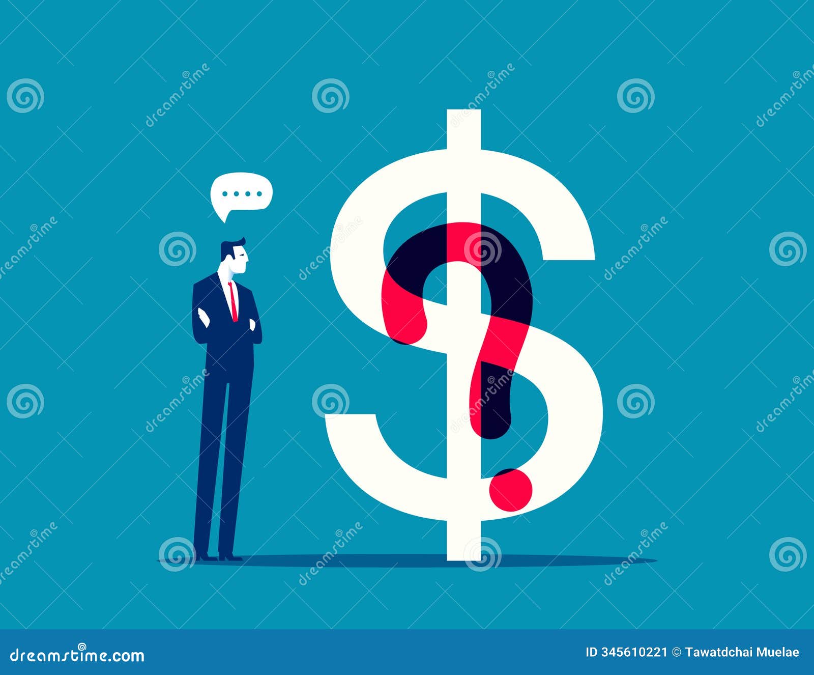 Dollar Symbol Question Mark and Man. Vector Question Mark and Dollar ...