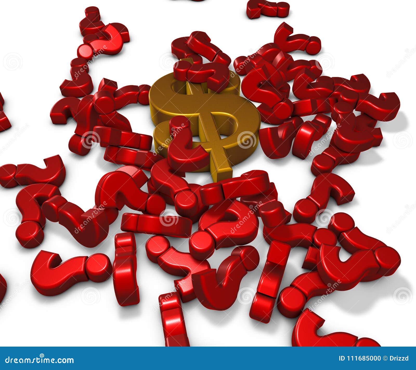 Dollar Symbol and Question Marks Stock Illustration - Illustration of ...