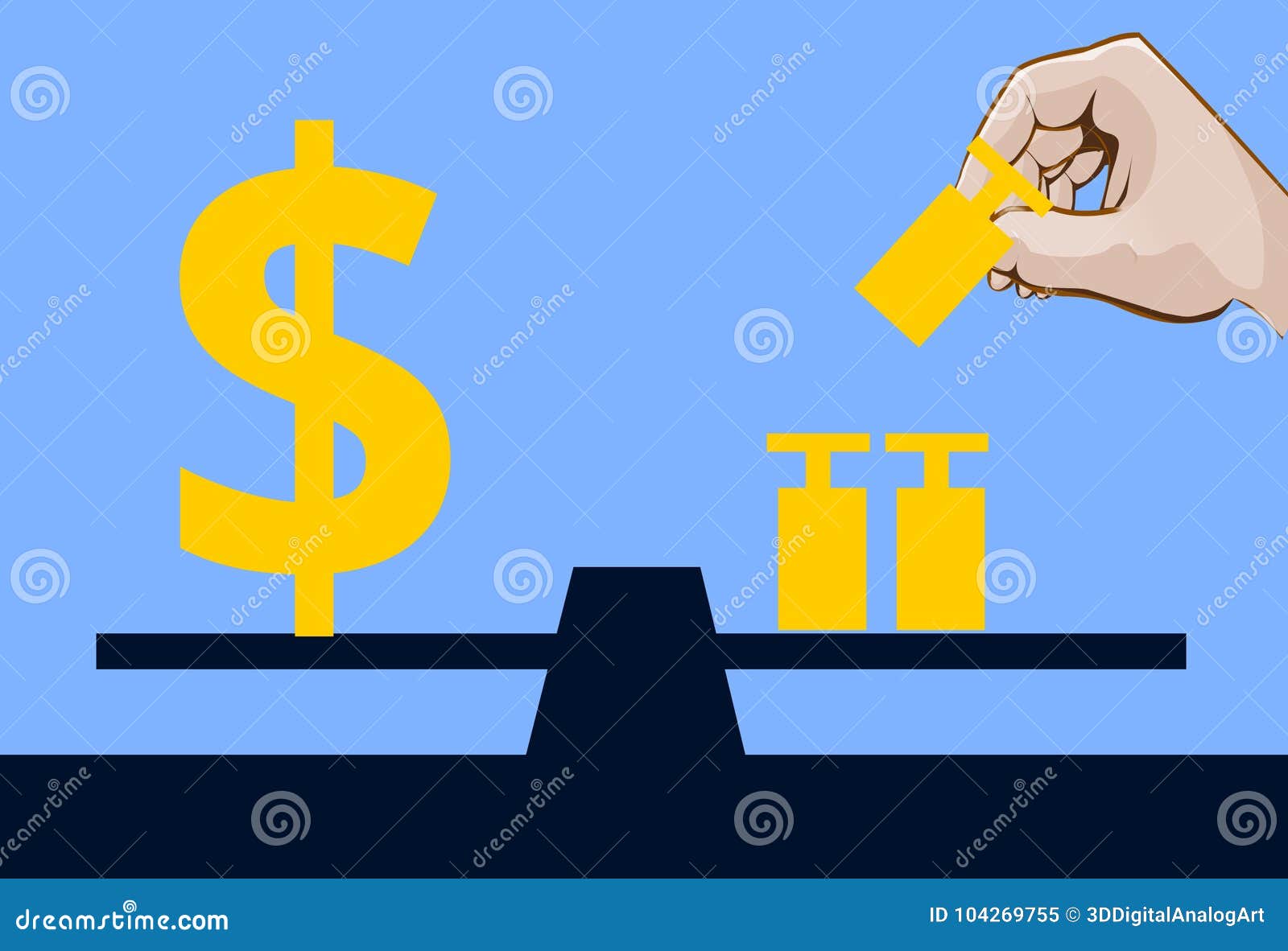 Dollar Symbol on a Scale with Some Weights Stock Vector - Illustration ...