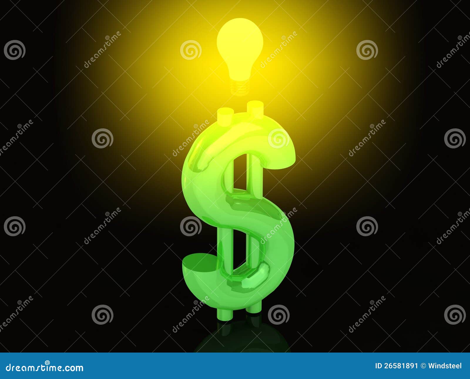 Dollar Symbol with Shine Light Bulb. Stock Illustration - Illustration ...