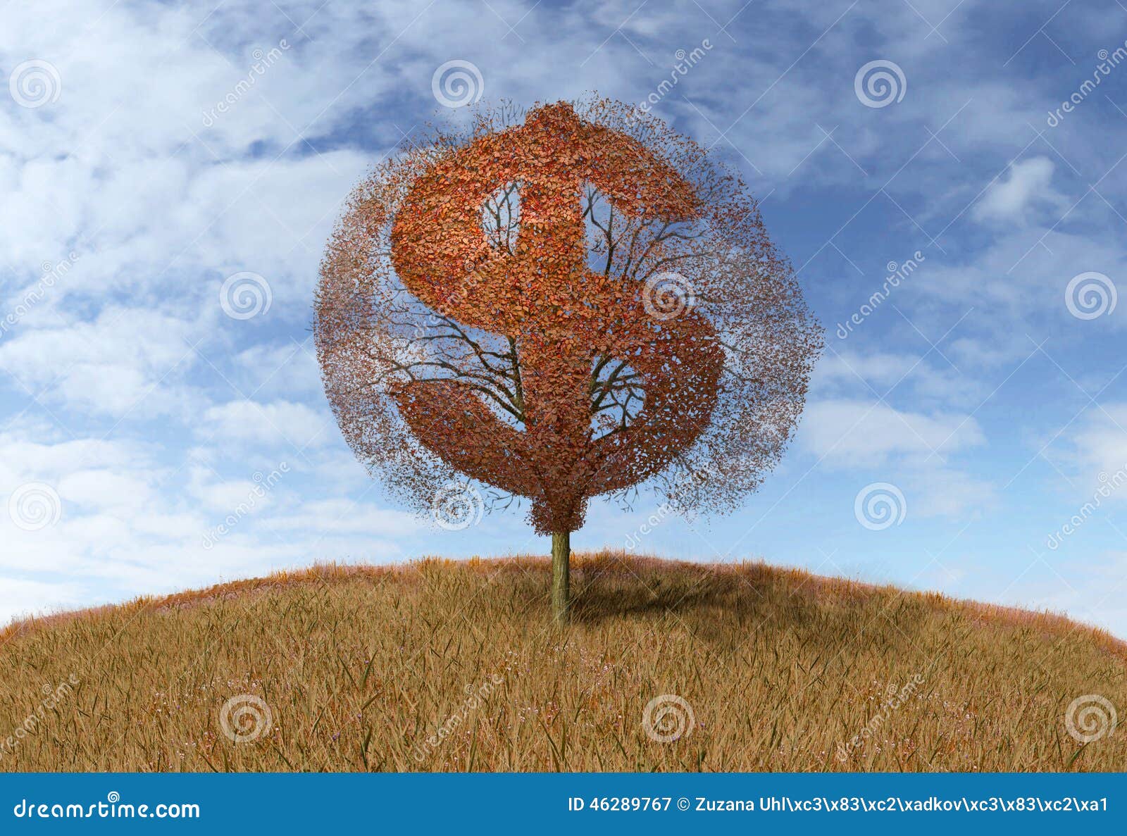 Dollar symbol on a tree stock illustration. Illustration of ...