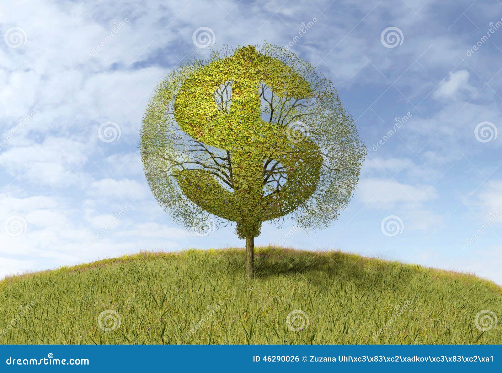 Dollar symbol on a tree stock illustration. Illustration of globe ...