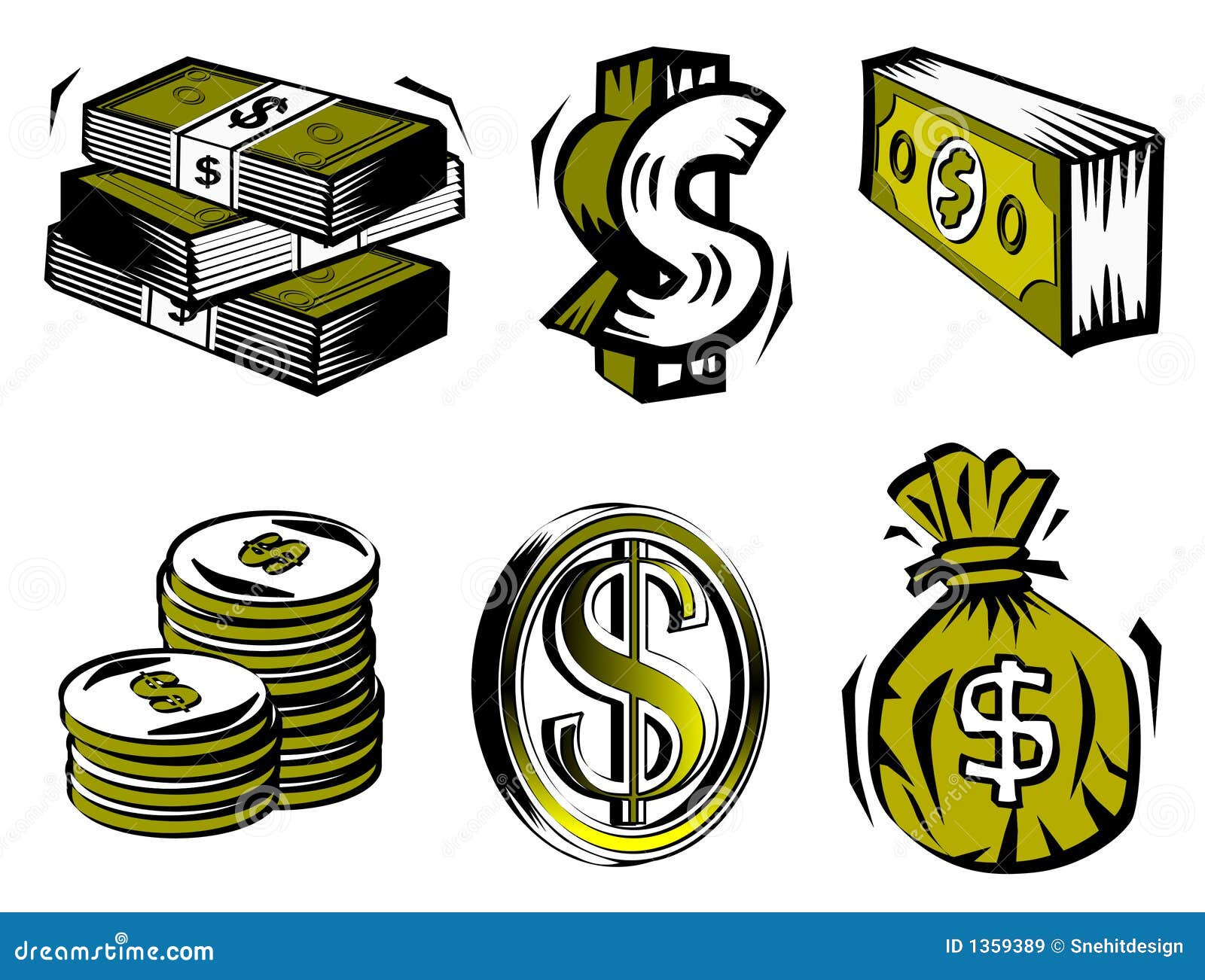 Dollar symbols stock illustration. Illustration of design - 1359389
