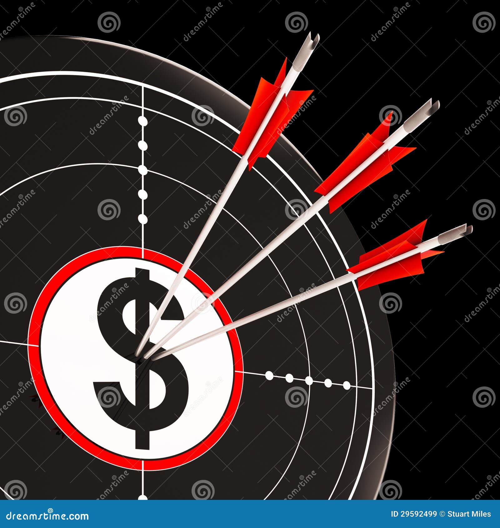 Dollar Target Shows Success, Wealth and Income Stock Illustration ...