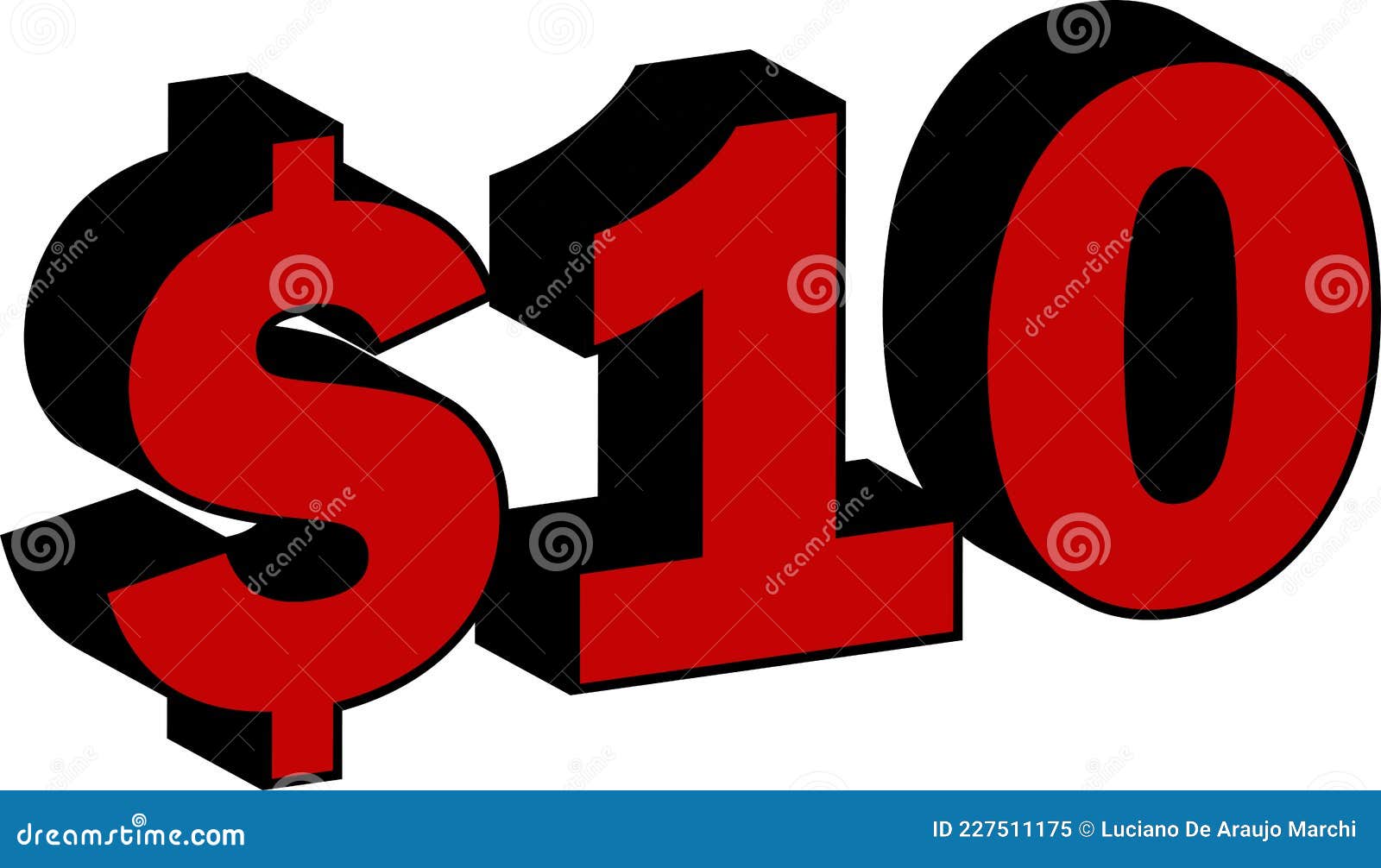 $10 Dollar Ten Price Symbol Red Stock Illustration - Illustration of ...