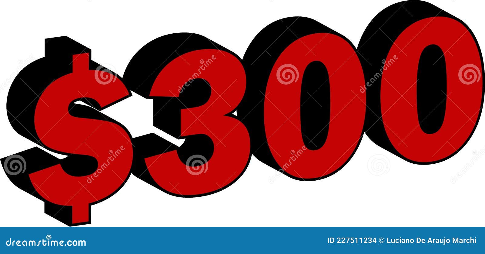 $300 Dollar Three Hundred Price Symbol Red Stock Illustration ...
