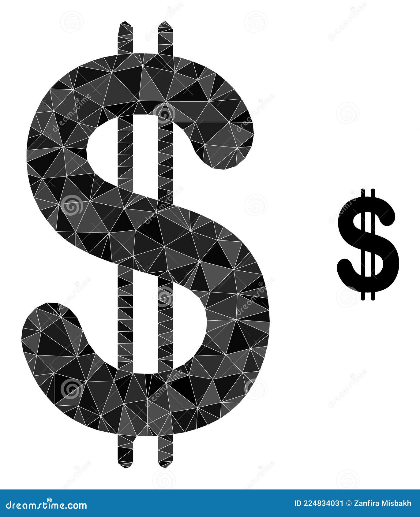 Dollar Triangle Lowpoly Flat Icon Stock Vector - Illustration of ...