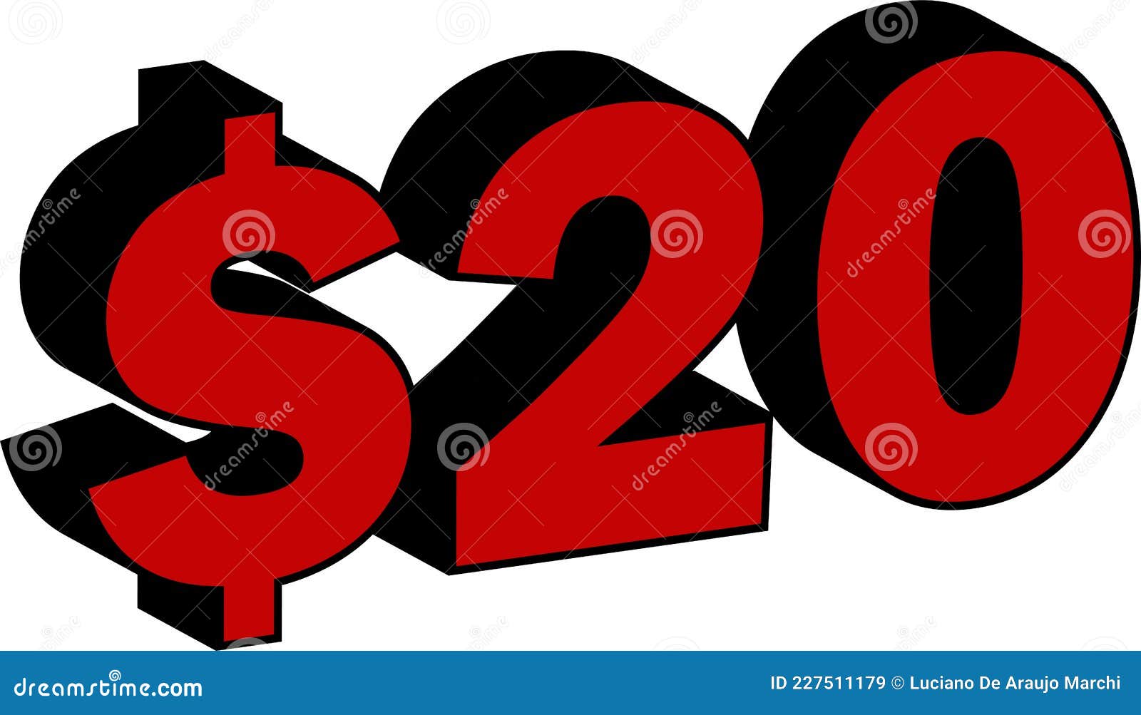 $20 Dollar Twenty Price Symbol Red Stock Illustration - Illustration of ...