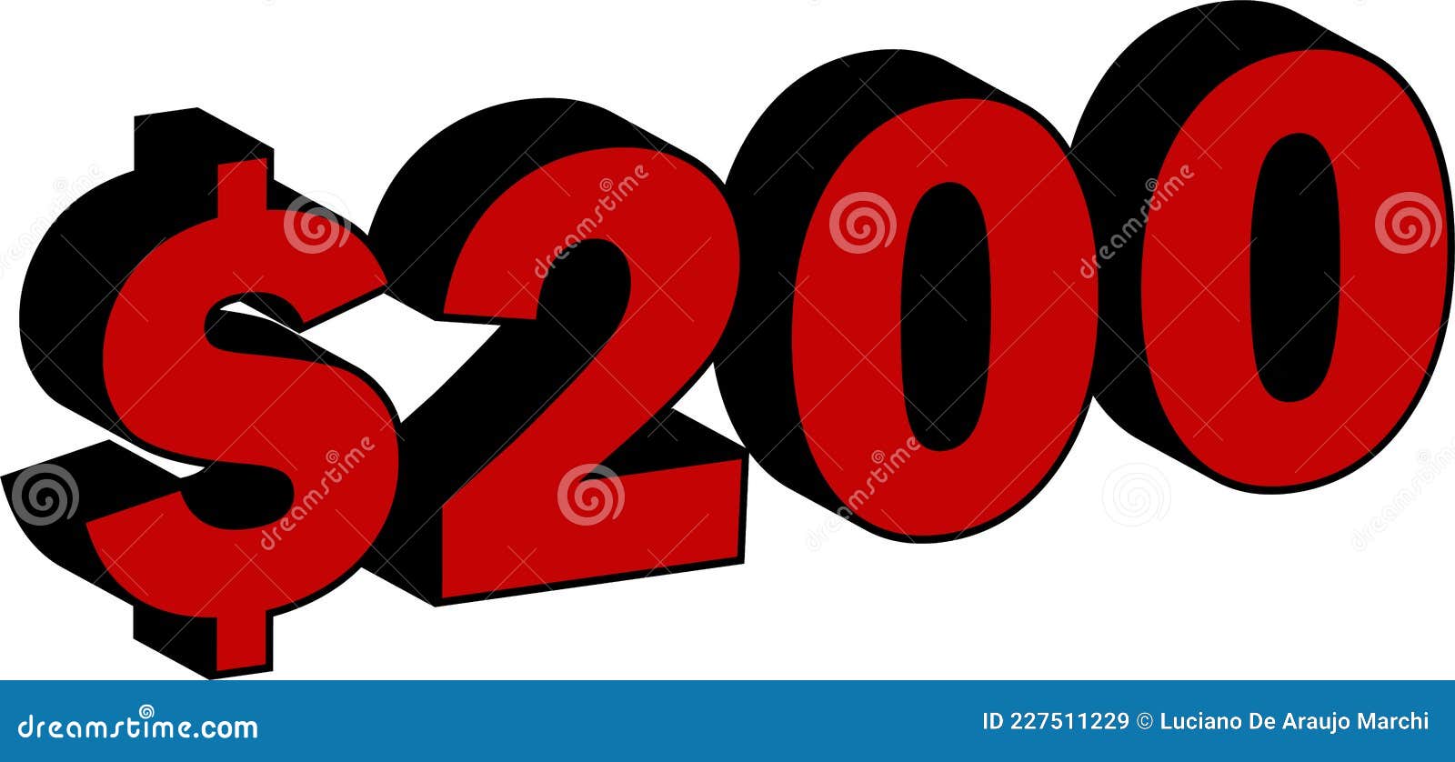 $200 Dollar Two Hundred Price Symbol Red Stock Illustration ...