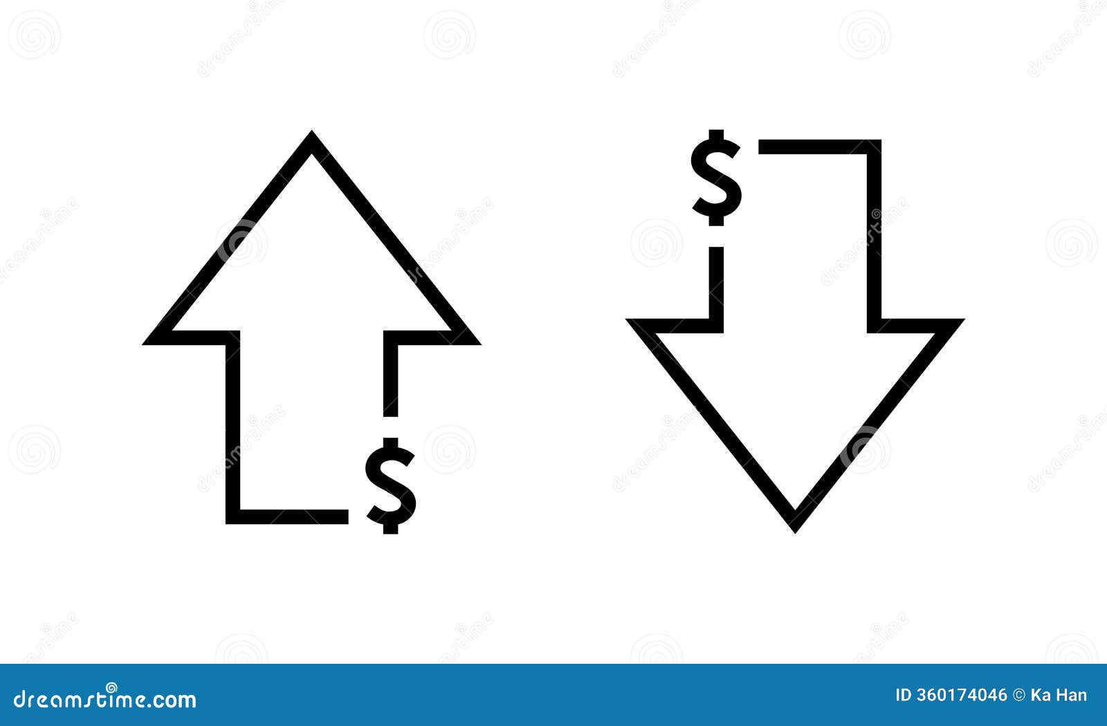 Dollar Up and Down Arrow Icon. USD Growth and Decline Sign Symbol Stock Illustration ...