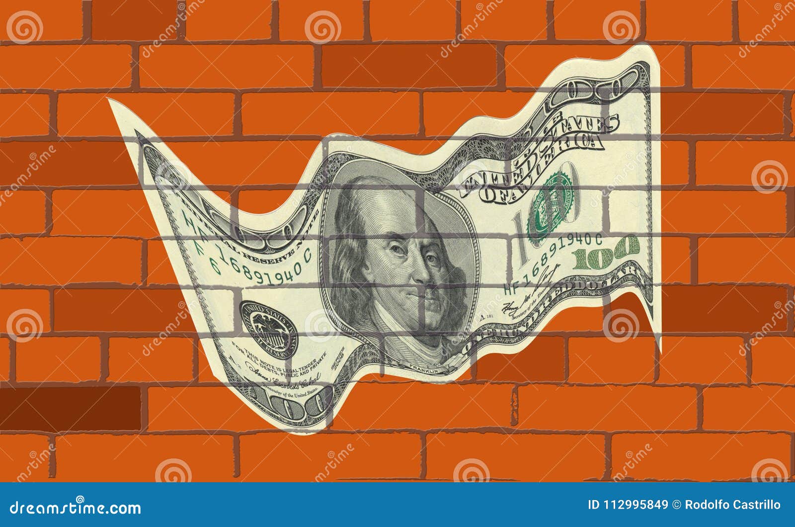 The Dollar on Wall of Bricks Stock Illustration - Illustration of ...