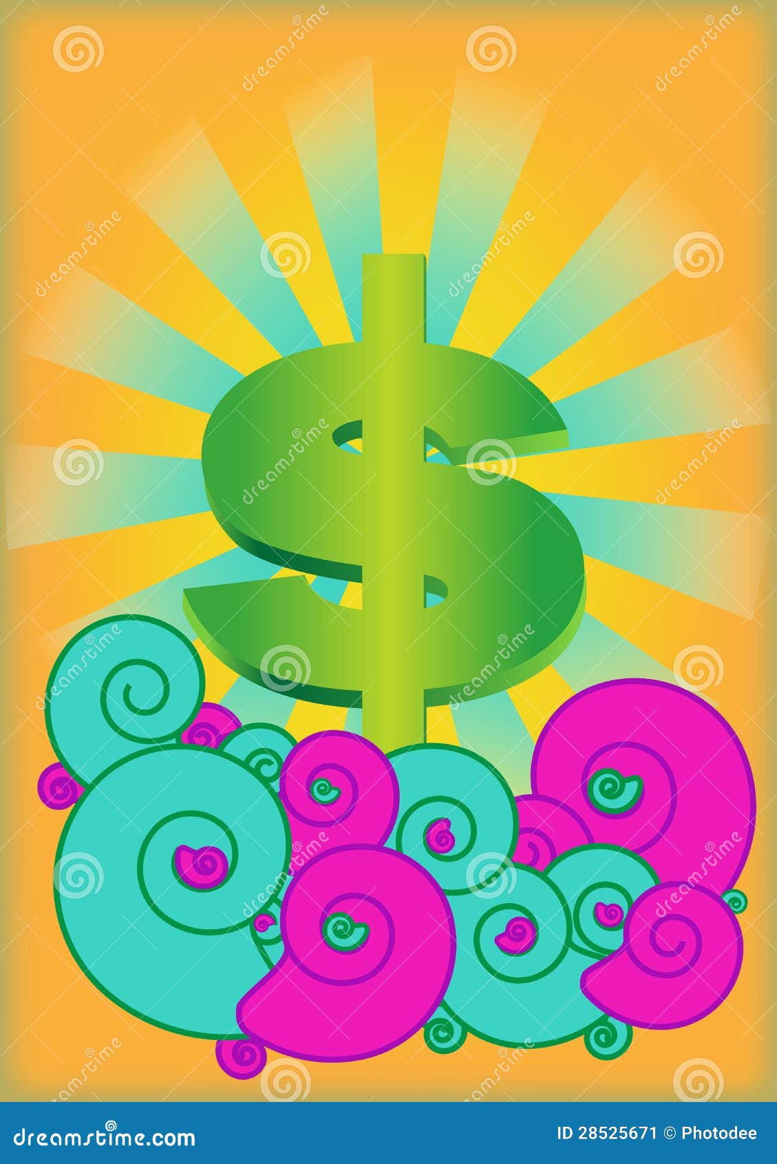 Dollar on wave stock illustration. Illustration of american - 28525671