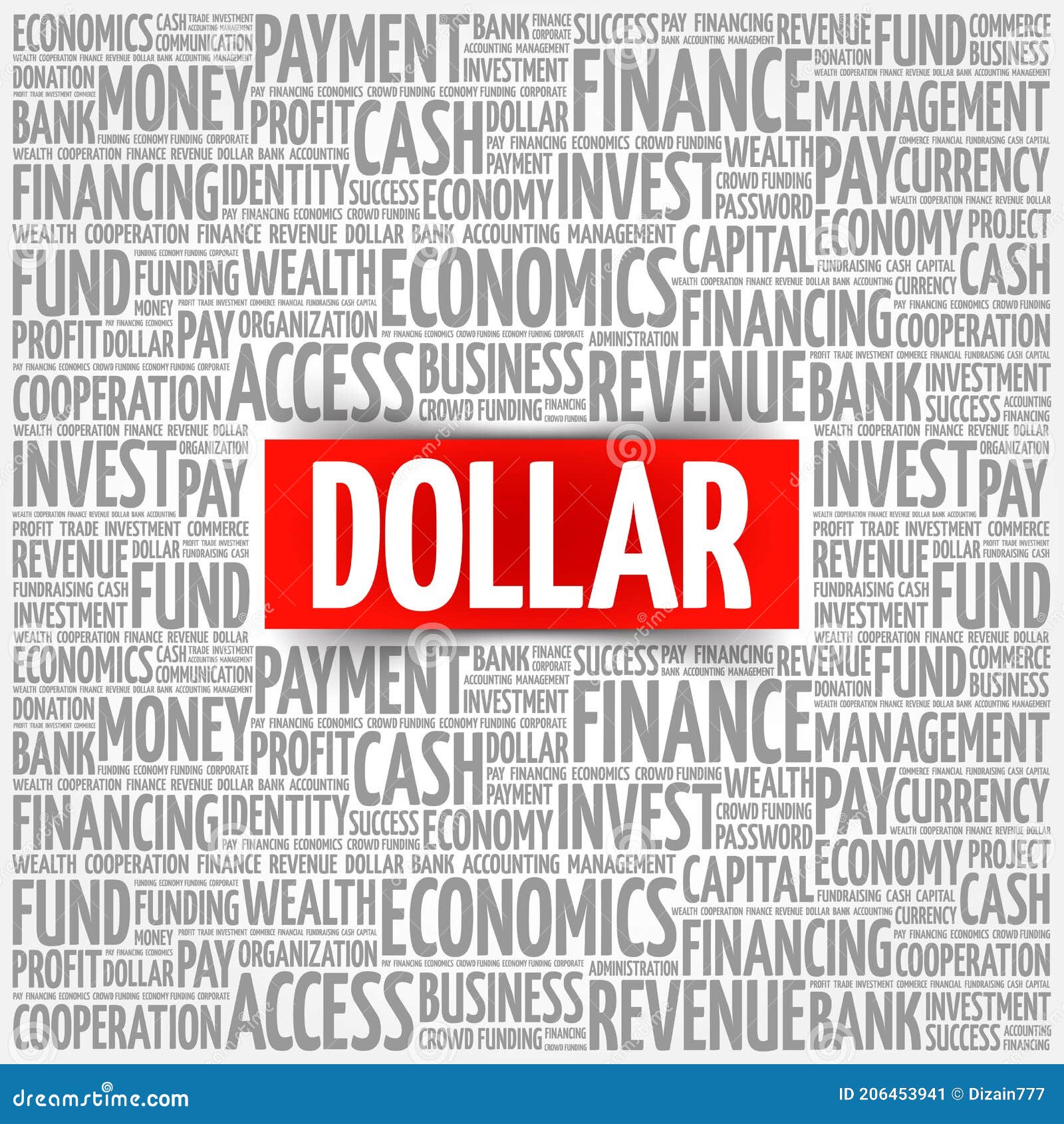DOLLAR word cloud stock illustration. Illustration of currency - 206453941