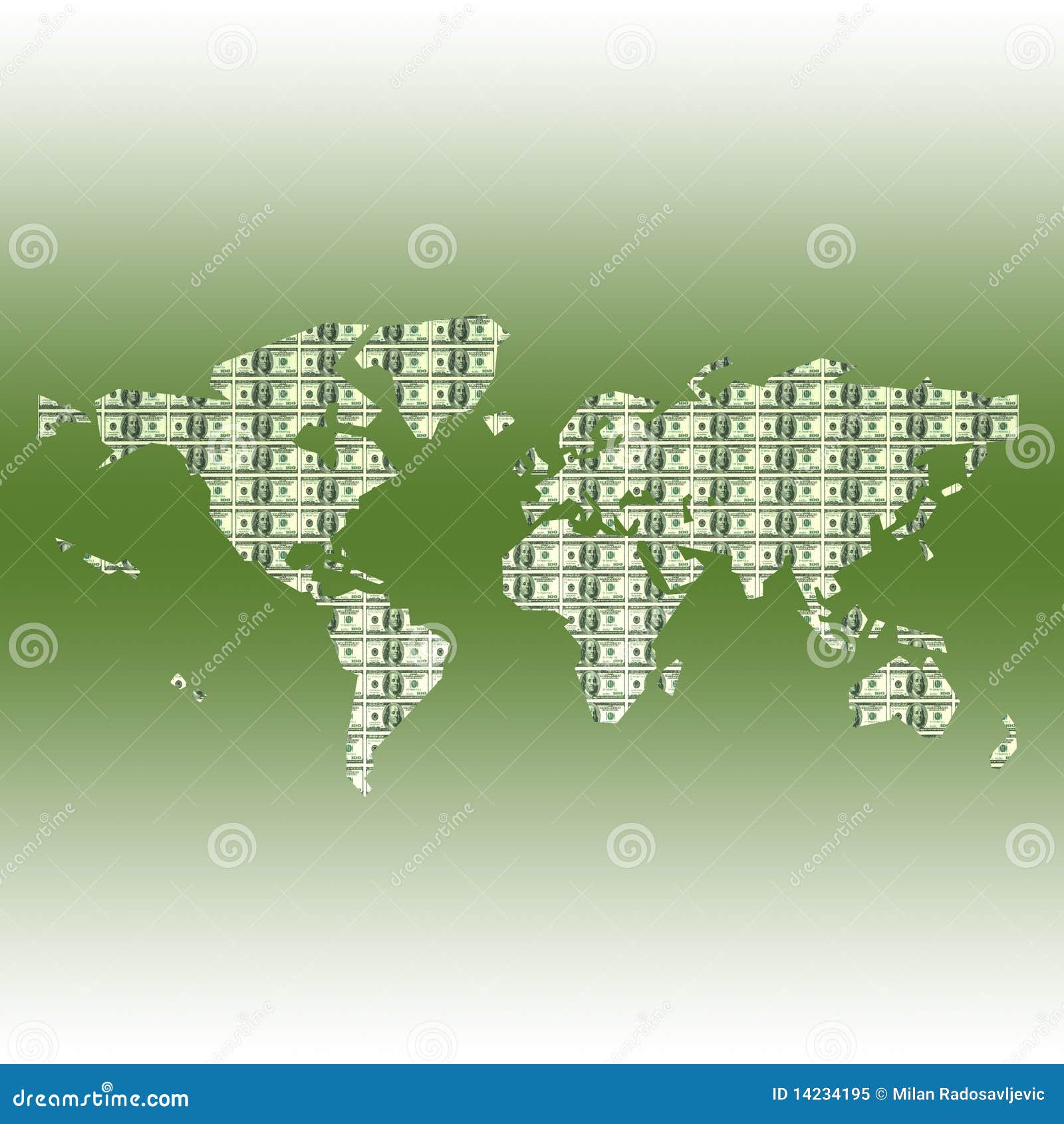 Dollar World Map stock illustration. Illustration of finances - 14234195