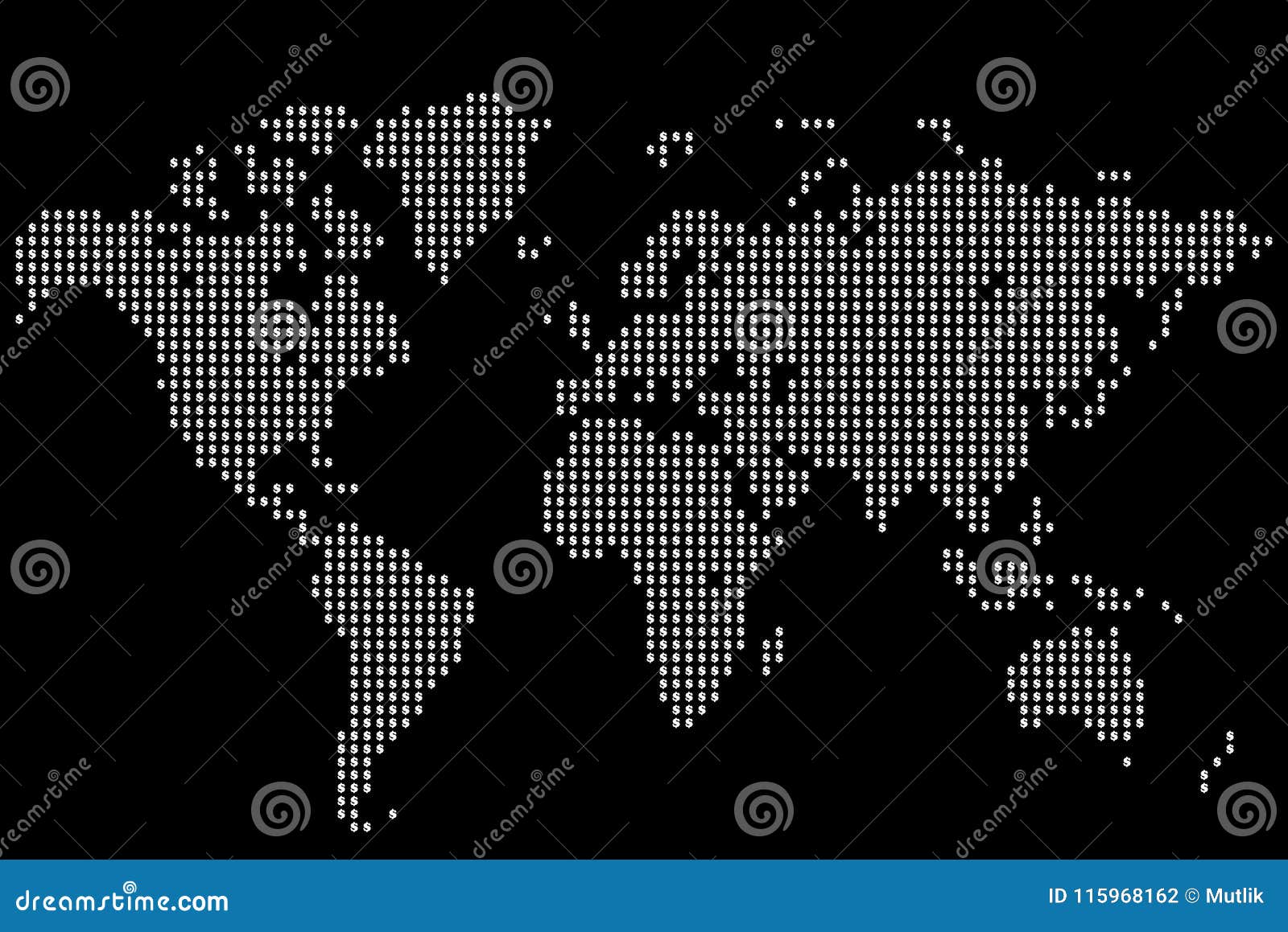 Dollar world map stock vector. Illustration of australia - 115968162