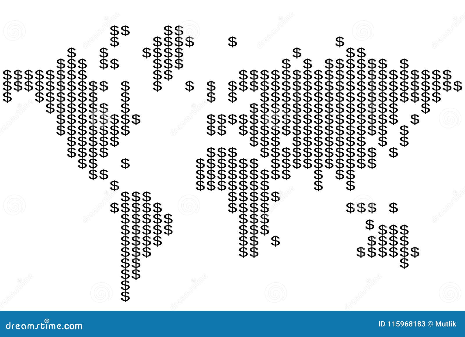 Dollar world map stock vector. Illustration of dots - 115968183