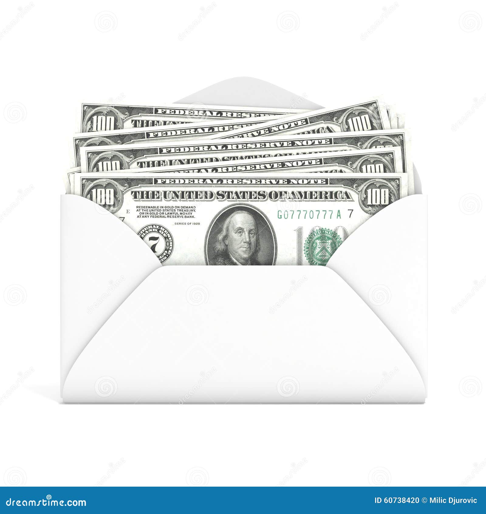 Dollari in Busta Front View 3d Rendono Illustrazione di Stock ...