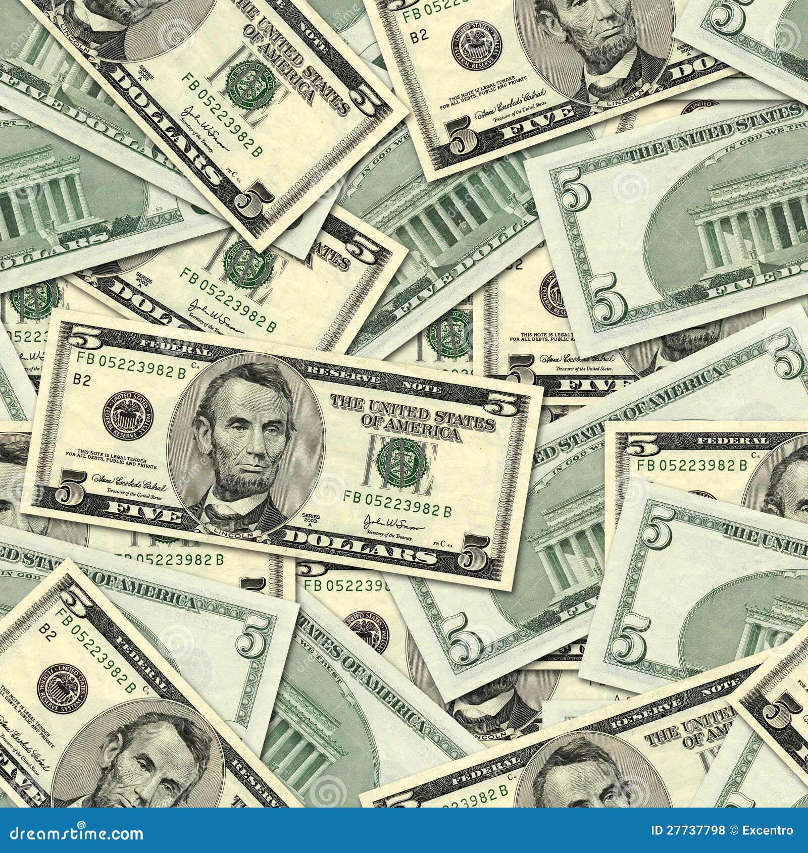 Dollars stock photo. Image of paper, heap, color, five - 27737798