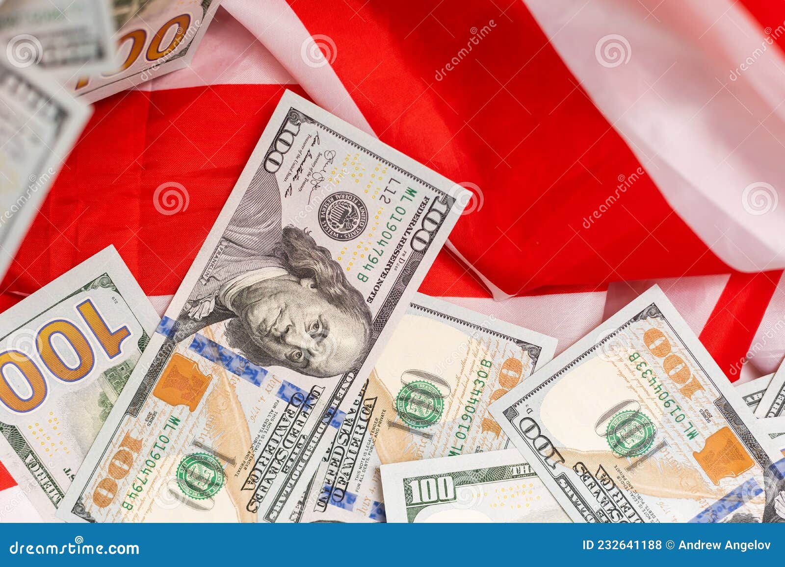 Dollars on American Flag, Money Stock Photo - Image of banner, rich ...