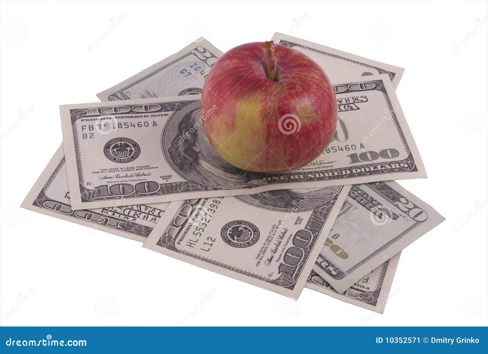 Dollars with apple stock image. Image of green, heap - 10352571