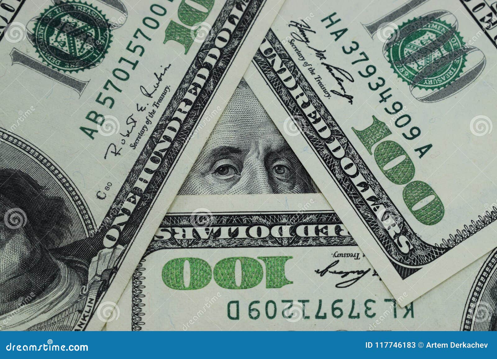 100 Dollars are Arranged in the Form of a Triangle Stock Image - Image ...