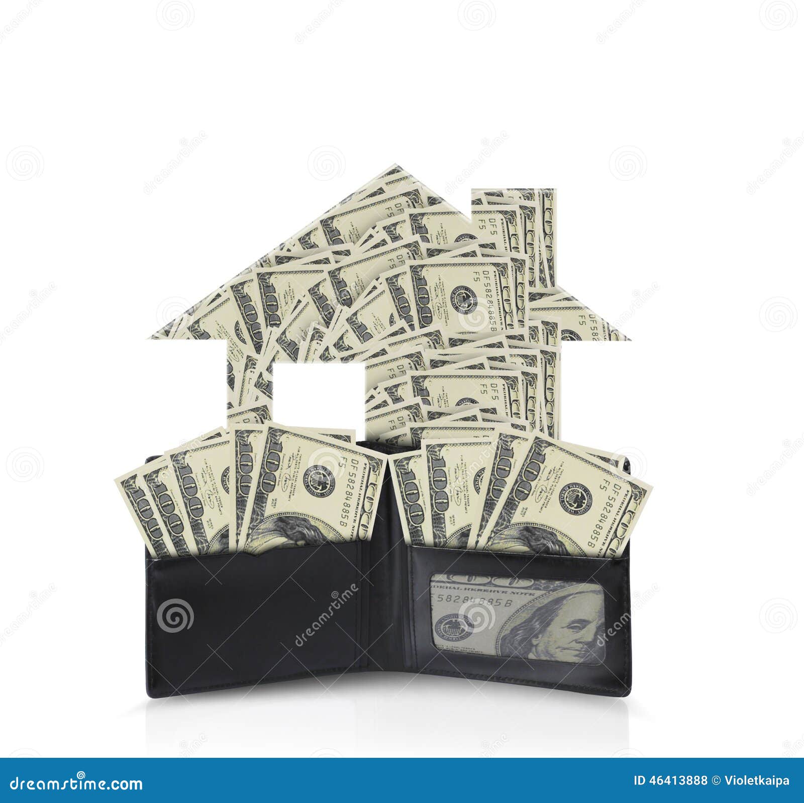 Dollars in Bills Spilling Out of Billfold Stock Photo - Image of ...