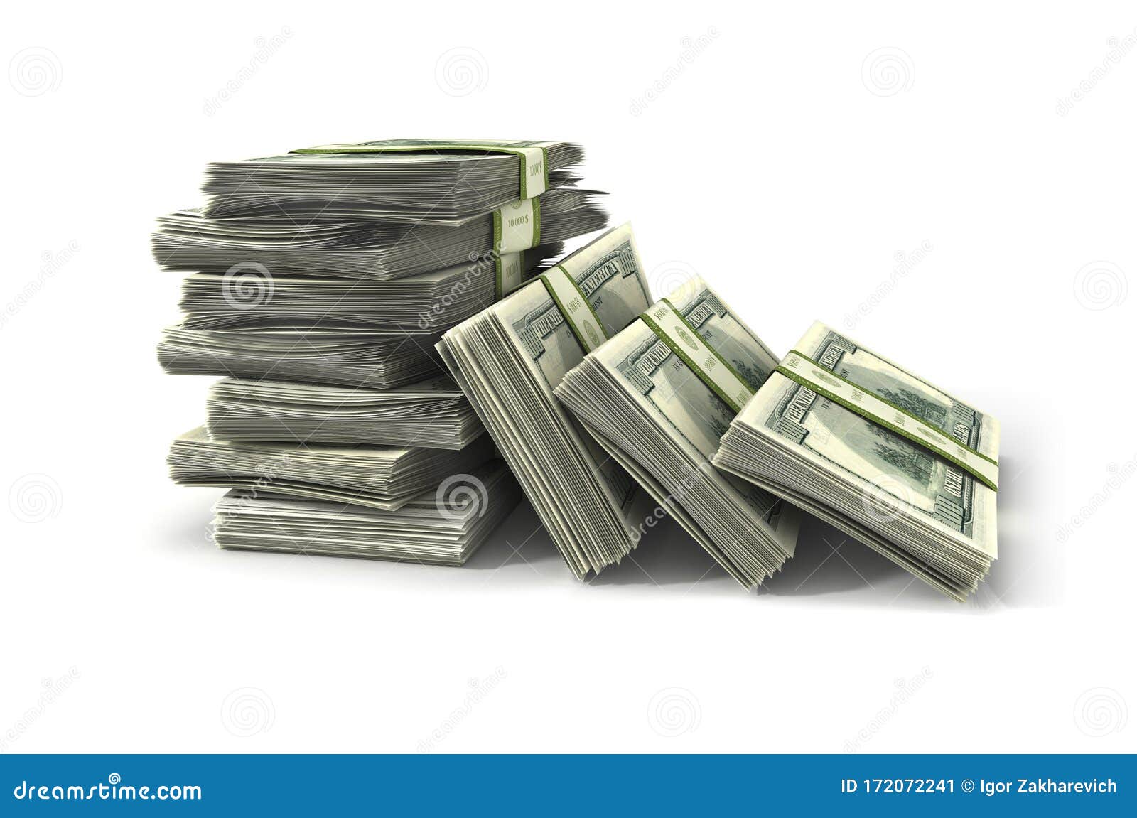 Dollars Bills Stack Isolated Stock Illustration - Illustration of bills ...