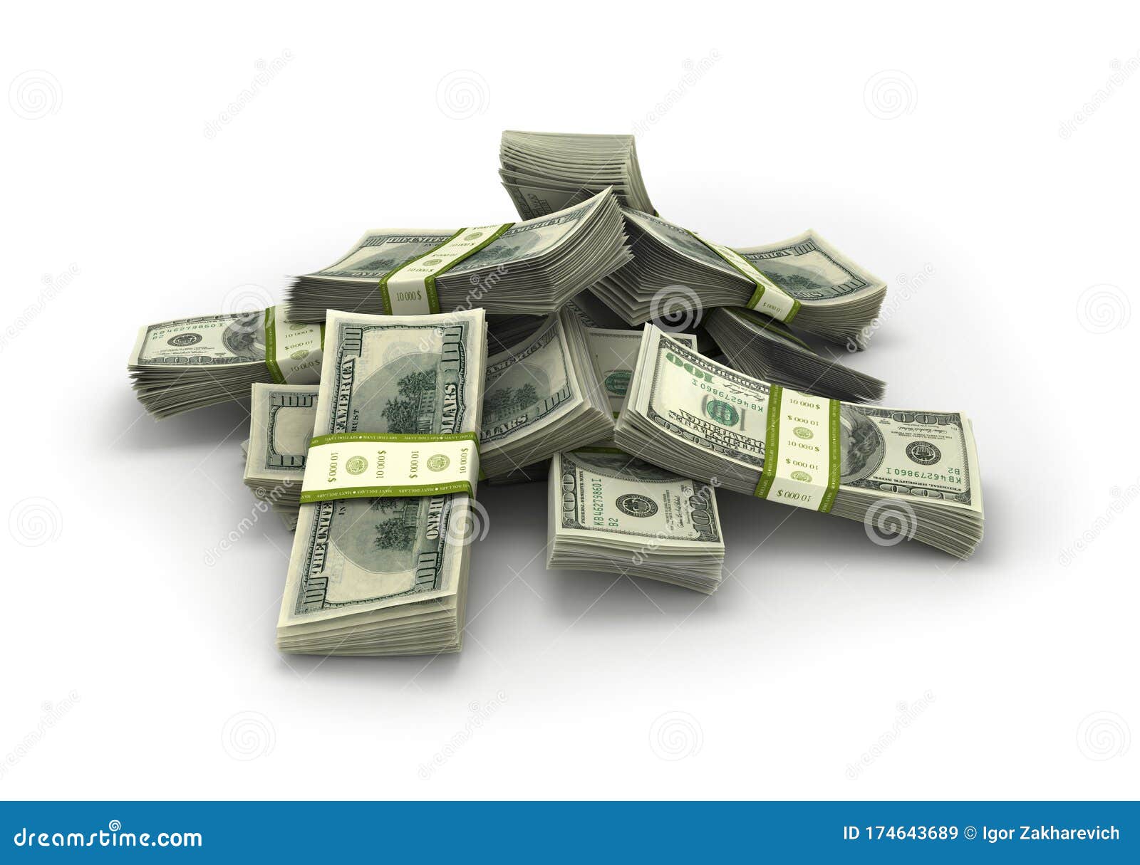Dollars Bills Stack Isolated, Stock Illustration - Illustration of ...