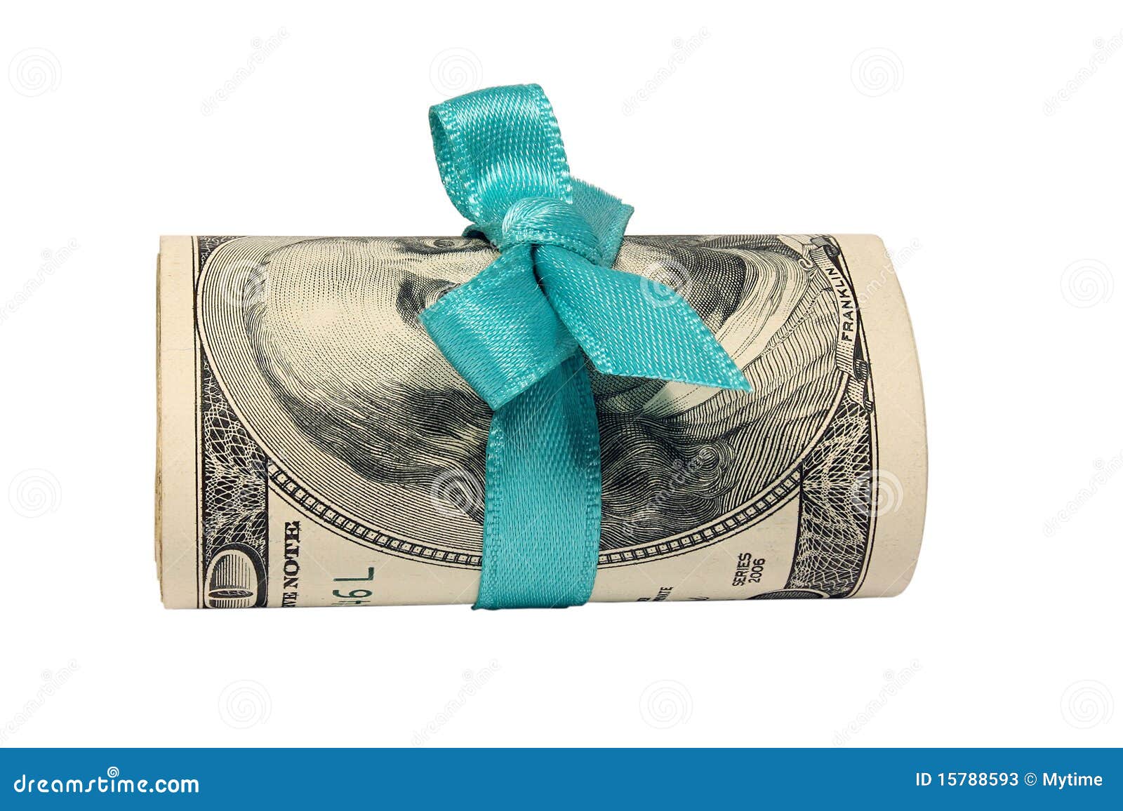 Dollars with a blue bow stock image. Image of money, advance - 15788593