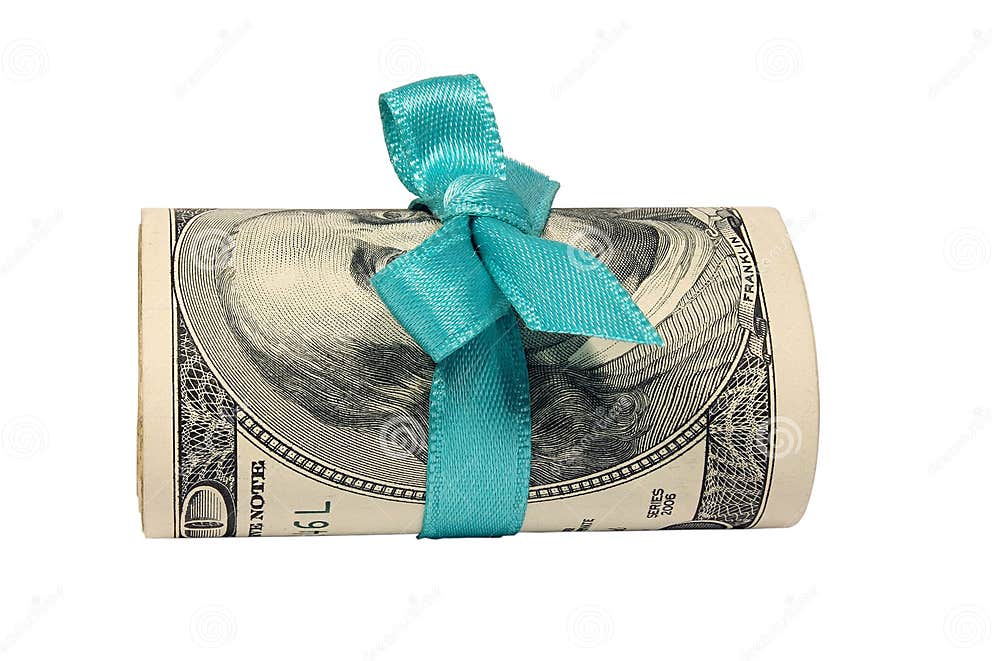 Dollars with a blue bow stock image. Image of money, advance - 15788593