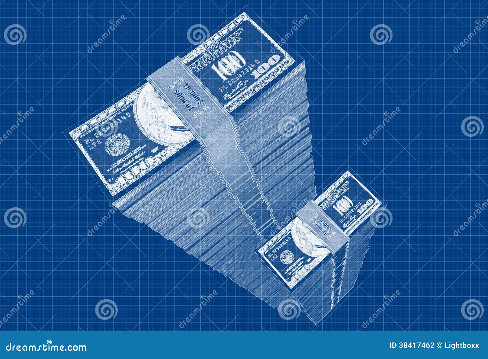 Dollars - Blueprint sketch stock illustration. Illustration of earnings ...