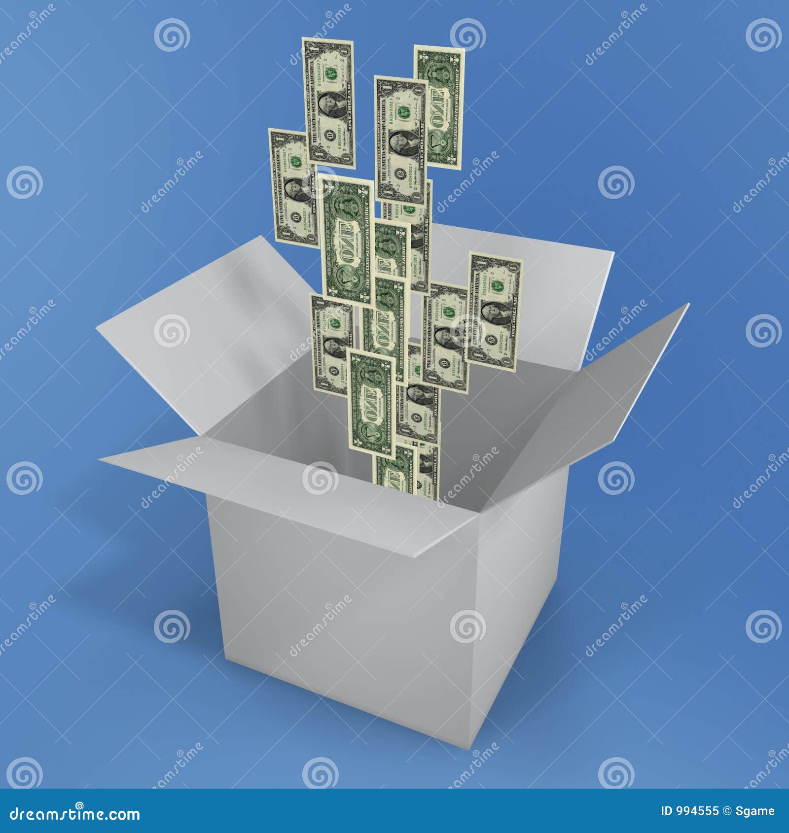 Dollars in box stock illustration. Illustration of money - 994555