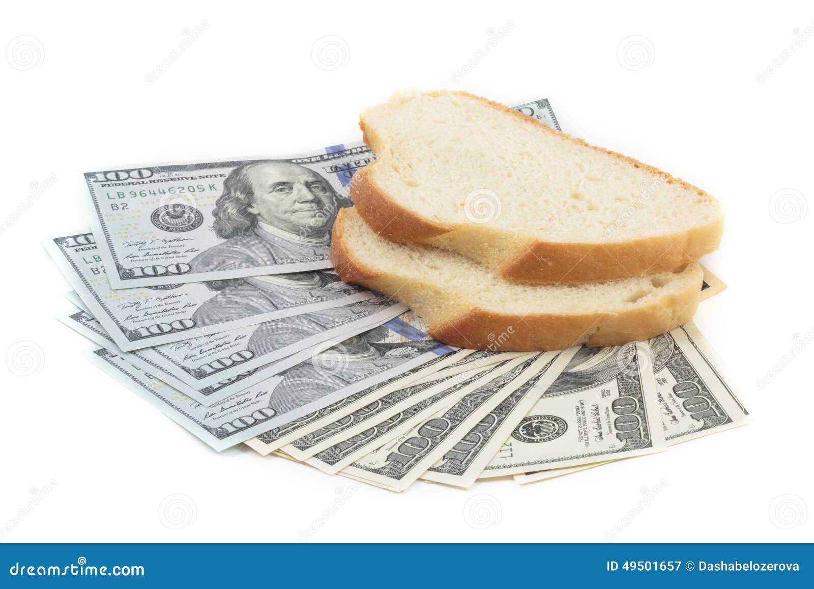 Dollars and bread stock image. Image of ideas, choice - 49501657