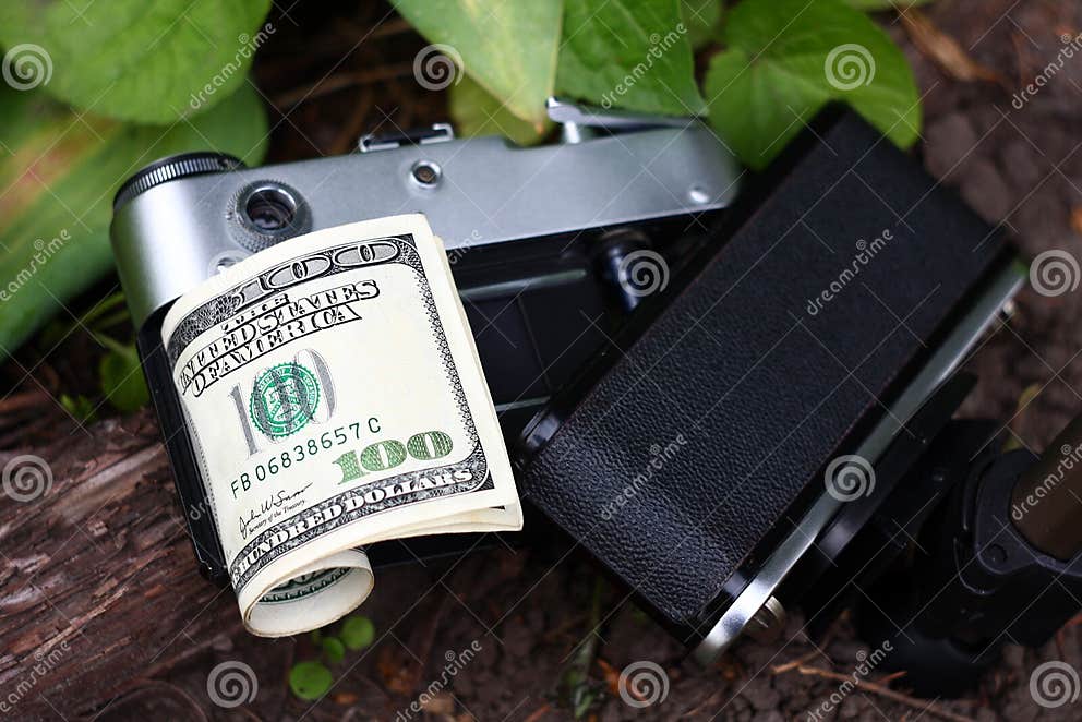 Dollars in camera stock photo. Image of retro, dollar - 40672636