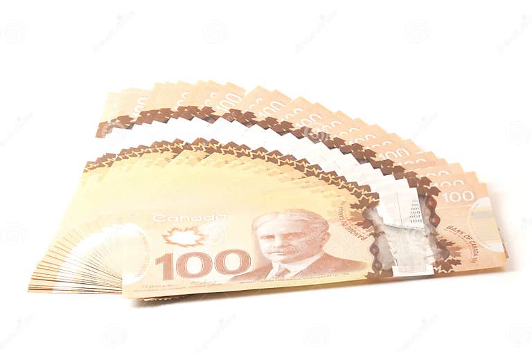 100 Dollars Canadian Bank Notes Stock Photo - Image of polymer, dollars ...