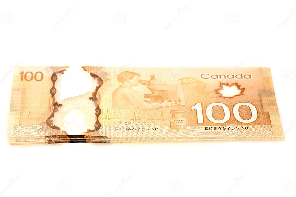 100 Dollars Canadian Bank Notes Stock Image - Image of currency ...