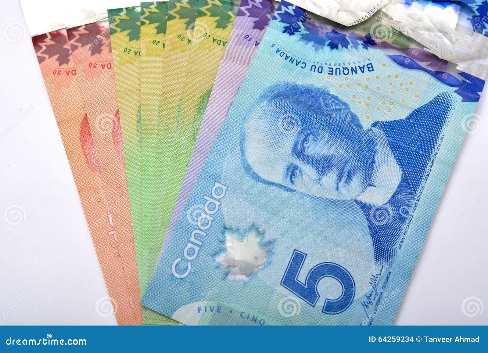 Dollars Canadiens De Billets De Banque De Devise Sur Le Blanc Photo ...