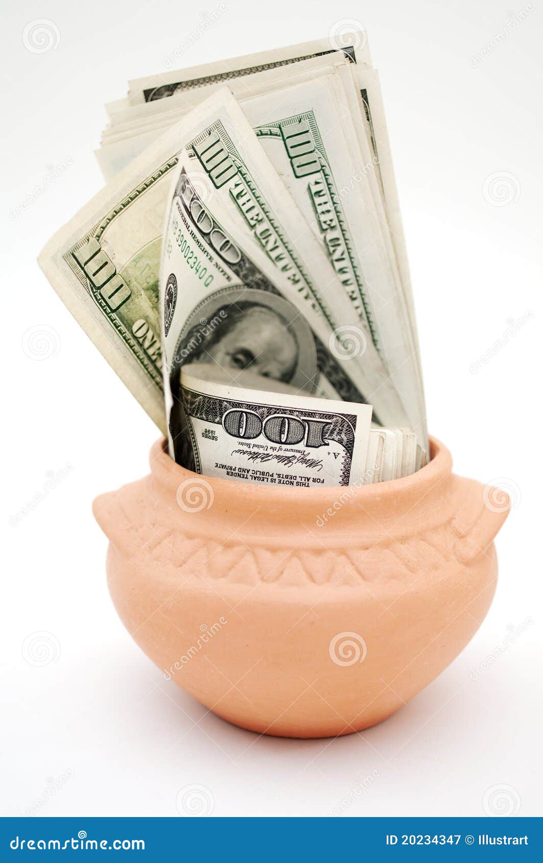 Dollars in ceramic pot stock image. Image of dollars - 20234347