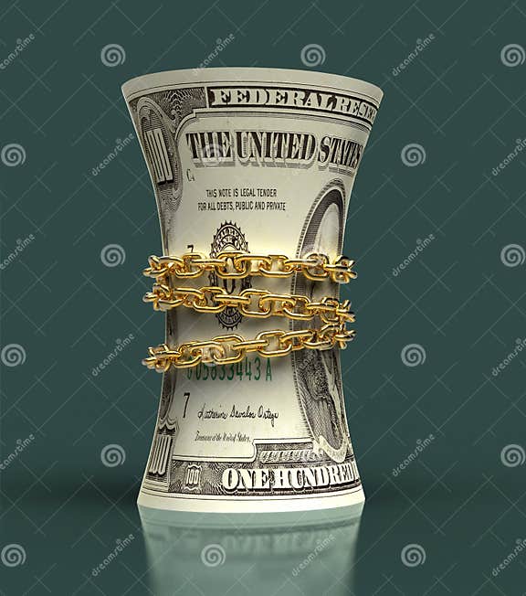 Dollars with chain stock illustration. Illustration of scroll - 22157957